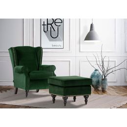 GUTMANN FACTORY Ohrensessel bunt 100% Polyester Flachgewebe, B/H/T: 83cm x 102cm x 87cm