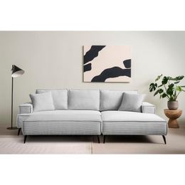 OTTO home Ecksofa &raquo;TVINNU Cord, L-Form, 275 cm, mit Hocker&laquo; stellbar zum Schlafsofa (Krokodilverbinder) grau B/H/T: 275cm x 83cm x 173cm, Cord, 