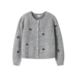name it Knit Cardigan 'NKFRIFEY' girl size 122/128 mottled grey / Black