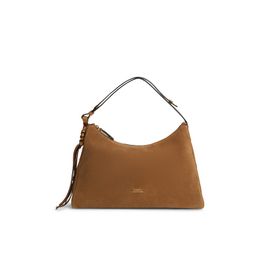 Tommy Hilfiger Damen Schultertasche &raquo;TH STATEMENT SHOULDER BAG SUEDE&laquo; Damen Umh&auml;ngetasche, Handtasche mit Logoschriftzug braun B/H/T: 0cm x 0cm x 0cm