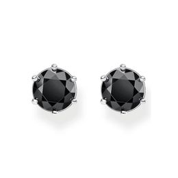 Thomas Sabo Damen THOMAS SABO Paar Ohrstecker &raquo;Schwarzer Stein&laquo; mit Zirkonia (synth.) silber 4mm, Silber 925 (recycelt)