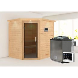 Karibu Sauna &raquo;Mia (Fronteinstieg)&laquo; Ofen 9 kW Bio externe Strg easy beige (ohne Ofen)
