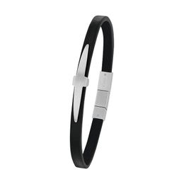 Amor Herren Armband &raquo;Kreuz&laquo; schwarz 22cm, Edelstahl Leder