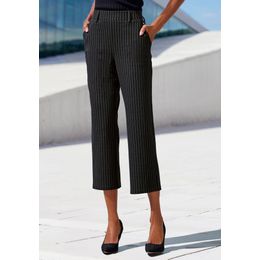 Lascana Damen Culotte, Gr. 32, blau, Obermaterial: 74% Polyester, 21% Viskose, 5% Elasthan, Jacquardmuster, Nadelstreifen, Basic, Hosen, mit Jacquard