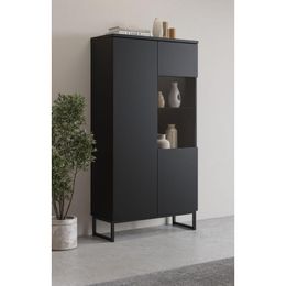 OTTO home Vitrine &raquo;Modo II, Breite 80 cm, moderner griffloser Vitrineschrank&laquo; Vitrine viel Stauraum, Einlegeb&ouml;den verstellbar, Glast&uuml;r, Metallkufen 