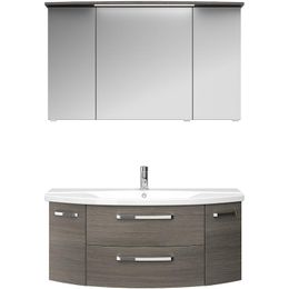 Badm&ouml;bel-Set &raquo;Serie 4010 2-teilig Keramik-Waschtisch mit LED-Spiegelschrank&laquo; Set grau Holzwerkstoff B/H/T: 122cmcm x 200cmcm x 48cmcm