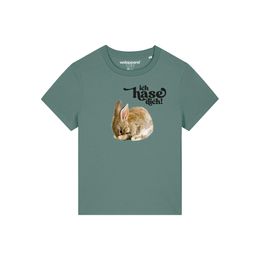 Watapparel T-Shirt ' Ich hase dich! ' Damen Gr&ouml;&szlig;e XL gr&uuml;n / mischfarben