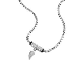 Police Herren Kette mit Anh&auml;nger &raquo;Serrator Zahn&laquo; silber Edelstahl Kautschuk, L: 55 B: 3,5mm