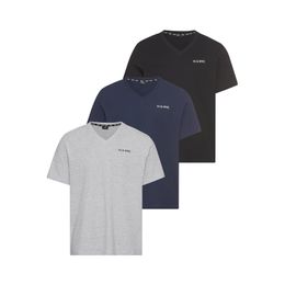 H.I.S. H.I.S Herren V-Shirt, blau, Basic, Gr. S, unifarben, Single Jersey, Obermaterial: 100% Baumwolle. Obermaterial Melange: 90% Baumwolle, 10% Viskose,