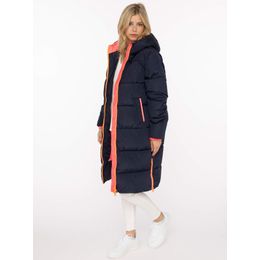 Zwillingsherz Damen Steppmantel "&bdquo;Cozy&ldquo;", blau, Gr. L, Obermaterial: 100% Polyester, M&auml;ntel, Kapuze, farbliche Details, Rei&szlig;verschluss, elastische