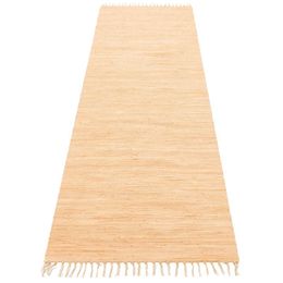 OTTO home Teppich &raquo;Paul, Handwebteppich&laquo; rechteckig 5 mm H&ouml;he reine Baumwolle, Uni, handgewebt, Wendeteppich, mit Fransen, L&auml;ufer beige Baumwolle B : 