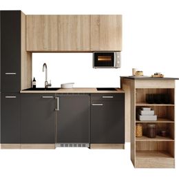 respekta K&uuml;chenzeile &raquo;Ingrid, inkl. Tresentisch&laquo; zerlegt, wahlweise mit K&uuml;hlschrank, Soft-Close-Funktion, Breite 180 cm B/H/T: 180cm x 200cm x 60cm,