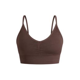 Smilodox Sport Bh Maria Solid Scrunch Adjustable Damen Gr&ouml;&szlig;e XL dunkelbraun