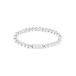 BOSS Herren BOSS Armband &raquo;Schmuck Edelstahl Armschmuck Panzerkette CHAIN LINK&laquo; mit Zirkonia (synth.) silber M, Edelstahl
