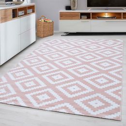 Ayyildiz Teppiche Teppich &raquo;Plus 8005 , auch als L&auml;ufer&laquo; rechteckig 6 mm H&ouml;he gemusterter Flachflor, robust, Webteppich, alle R&auml;ume pink Kunstfaser B : 120cm 1 Stk., 6mm