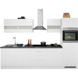 KOCHSTATION K&uuml;chenzeile &raquo;KS-Luhe&laquo; 300 cm breit, wahlweise mit oder ohne E-Ger&auml;ten, gefr&auml;ste MDF-Fronten wei&szlig; B/H/T: 300cm x 60cm, inkl. E-Ger&auml;te (