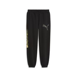 Puma Damen Sporthose "Puma Sport Relaxed Street Graphic Fleece Jogginghose Herren", schwarz, Gr. XL, bedruckt, Obermaterial: 66% Baumwolle, 34%