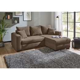 Jockenh&ouml;fer Wohnlandschaft &raquo;Elmau L&laquo; mit Schlaffunktion, Bettkasten & 2 Zierkissen grau Korpus: 100% Polyester;Kissen: 100% Polyester B/H/T: 235cm x 90cm, Cord, 