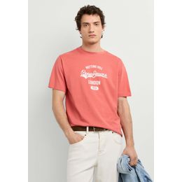Pepe Jeans Herren Print-Shirt "print t-shirt JIMMY TEE", rosa, Gr. XS, 100% Baumwolle, Shirts