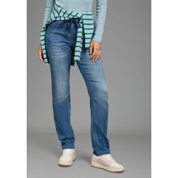 Kangaroos Damen Jogg Pants, blau, Gr. 38, Denim/Jeans, Obermaterial: 59% Baumwolle, 40% Polyester, 1% Elasthan, Jeans, mit Eingrifftaschen,
