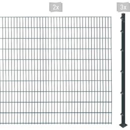 Arvotec Doppelstabmattenzaun &raquo;ESSENTIAL 203 zum Aufschrauben&laquo; Zaunh&ouml;he 203 cm, Zaunl&auml;nge 2 - 60 m grau Kunststoff, Stahl H/L: 203cm x 4m, Pfosten: 3 Stk.