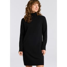 Gant Damen Strickkleid "SUPERFINE LAMBSWOOL KNIT", schwarz, Gr. L, Strick, Obermaterial: 100% Wolle, Kleider, Winterkleid, relaxed fit, Rollkragen,