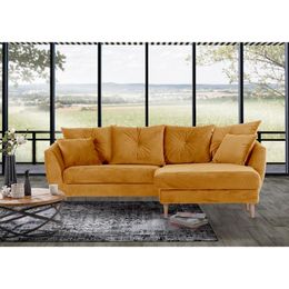 GUTMANN FACTORY Ecksofa gelb 100% Polyester B/H/T: 210cm x 70cm x 156cm, Samtoptik