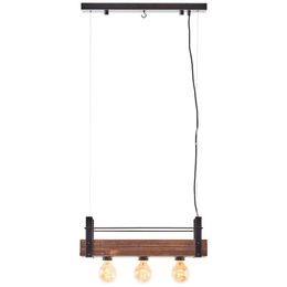Pendelleuchte &raquo;Bankwood&laquo; E27 1 Stk. H&auml;ngelampe 3flg schwarz stahl/holz schwarz 3, H: 106,5cm, 1 Stk.