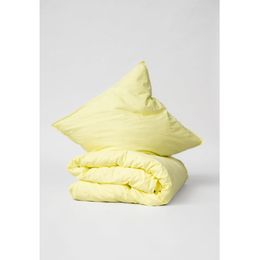 Mela Perkal Bettw&auml;sche Set Style BHANU in soft lemon | Gr.: 155 x 220 + 80 x 80 cm