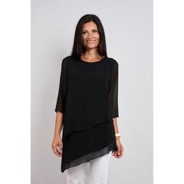 Seidel Moden Damen Longbluse 3/4-Arm im Lagen-Look / asymmetrischer Schnitt / MADE IN GERMANY schwarz 34