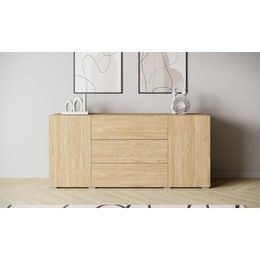 Home Affaire Sideboard &raquo;BERLIN&laquo; Moderne grifflose Kommode Breite 150 cm, 4 Schubk&auml;sten/ 2 T&uuml;ren braun B/H/T: 150cm x 68cm x 39cm, 3 Stk., 2 Stk.