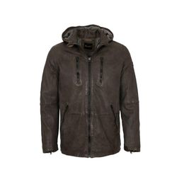 Jilani Lederjacke Lammnappa Kapuze in Olivbraun | Gr.: 52