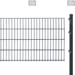 Arvotec Doppelstabmattenzaun &raquo;ESSENTIAL 83 zum Einbetonieren&laquo; Zaunh&ouml;he 83 cm, Zaunl&auml;nge 2 - 60 m grau Kunststoff, Stahl H/L: 83cm x 44m, Pfosten: 23 Stk.
