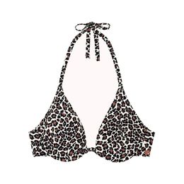 Passionata Bikini-Oberteil "Waikiki" in Braun/ Schwarz/ Wei&szlig; - 61% | Gr&ouml;&szlig;e 80B | Damen-bademode