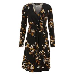 Aniston SELECTED Jerseykleid in schwarz-braun-offwhite-ocker-helltaupe | Gr.: 40