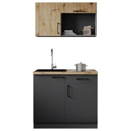 respekta Pantryk&uuml;che &raquo;Oliver&laquo; zerlegt, wahlweise mit Mikrowelle, mit Soft Close, Breite 100 cm schwarz B/H/T: 100cm x 200cm x 60cm, ohne Mikrowelle