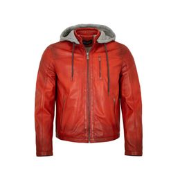 Jilani Lederjacke Kapuze Lammnappa in Rot | Gr.: 50