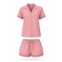 Leafletic Shorty 'Leafletic Women&rsquo;s Night Wear Short Set' Damen Gr&ouml;&szlig;e L altrosa Sommerkleid