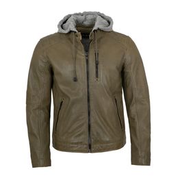 Jilani Lederjacke Kapuze Lammnappa in Oliv | Gr.: 58