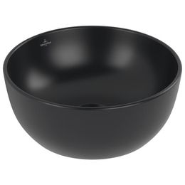 Villeroy & Boch Villeroy und Boch Artis Aufsatzwaschtisch 438932R7 d= 32,5cm, rund, ohne Hahnlochbank, ohne &Uuml;berlauf, Pure black C-plus