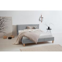 OTTO products Polsterbett &raquo;Heddi&laquo; in 5 Breiten: von 90cm-200cm, Biese am Kopfteil, Strukturstoff blau Bezug Struktur fein (100% recyceltes Polyester) 