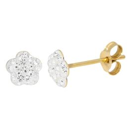 Firetti Damen Paar Ohrstecker &raquo;Schmuck Geschenk Gold 375 Ohrschmuck Ohrringe Blume&laquo; mit Kristall gold 5mm, Gelbgold 375