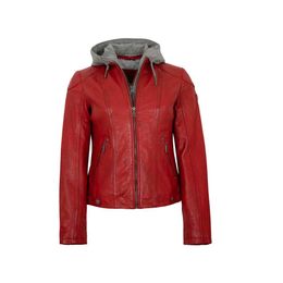 Mauritius Lederjacke Lammnappa Kapuze in Rot | Gr.: XXL