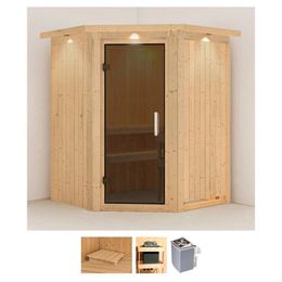 Karibu Sauna &raquo;Liva&laquo; Set, Ofen 9 kW integr. Strg beige Saunaofen, integrierte Steuerung, 9 kW