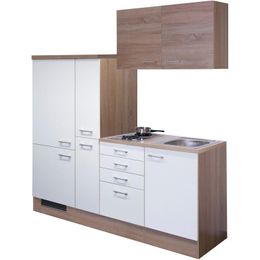 Flex-Well K&uuml;chenzeile &raquo;Samoa&laquo; Gesamtbreite 190 cm, mit Apothekerschrank, mit Einbau-K&uuml;hlschrank etc. wei&szlig; B/H/T: 190cm x 200cm x 60cm