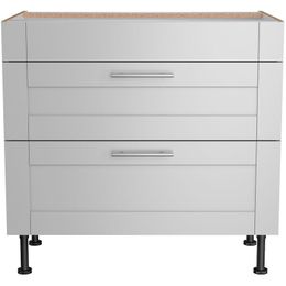OPTIFIT Kochfeldumbauschrank &raquo;Ahus&laquo; Breite 90 cm grau wildeiche Nachbildung, B/H/T: 90cm x 87cm x 58,4cm, Schubladen: 2 Stk.