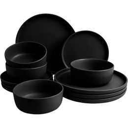 LeGer Home by Lena Gercke Tafelservice &raquo;Geschirr-Set, Service Belli&laquo; Teller Set, runde Form, Scandi Style, 12 Teile, f&uuml;r 4 Personen schwarz Steingut 