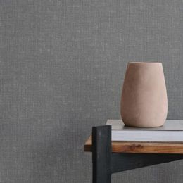 WOW Vliestapete &raquo;LINEN SHIMMER&laquo; uni Design Tapeten grau Vlies B/L: 0,52m x 10m, Rollen: 1