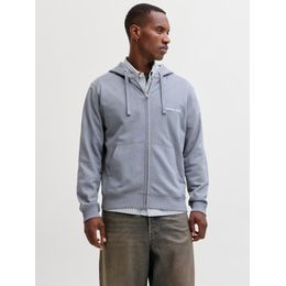 Jack & Jones JACK & JONES Herren Kapuzensweatshirt "JORNORREBRO EMB SWEAT ZIP HOOD NOOS", blau, Gr. M, bedruckt, angeraute Sweatware, Obermaterial: 89% Baumwolle,
