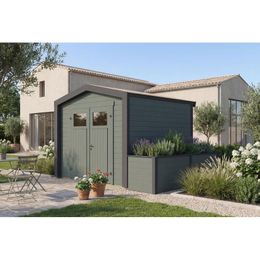 Weka Gartenhaus &raquo;Killarney&laquo; Doppelt&uuml;r, 1/4 verglast, inkl. Hochbeet Massivholz ohne Fu&szlig;boden, ohne Dacheindeckung